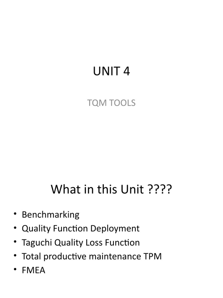 TQM Unit 4 Benchmarking Lecture 1 | PDF | Benchmarking | Goal
