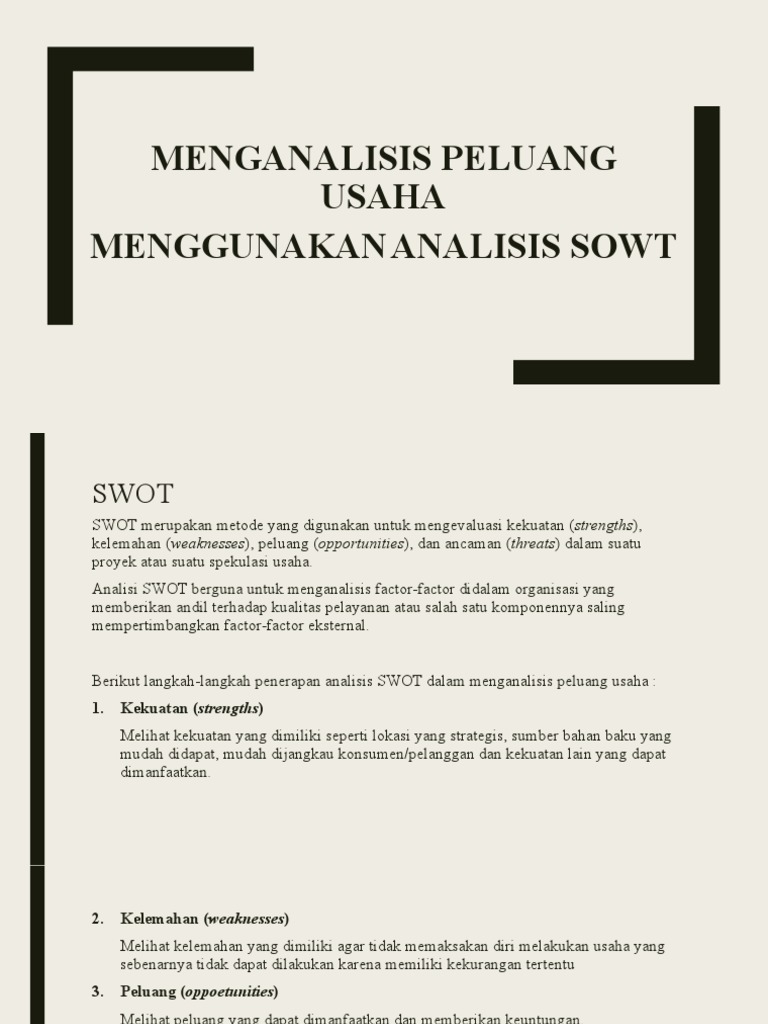 Materi KWH (Pertemuan 2) SWOT | PDF