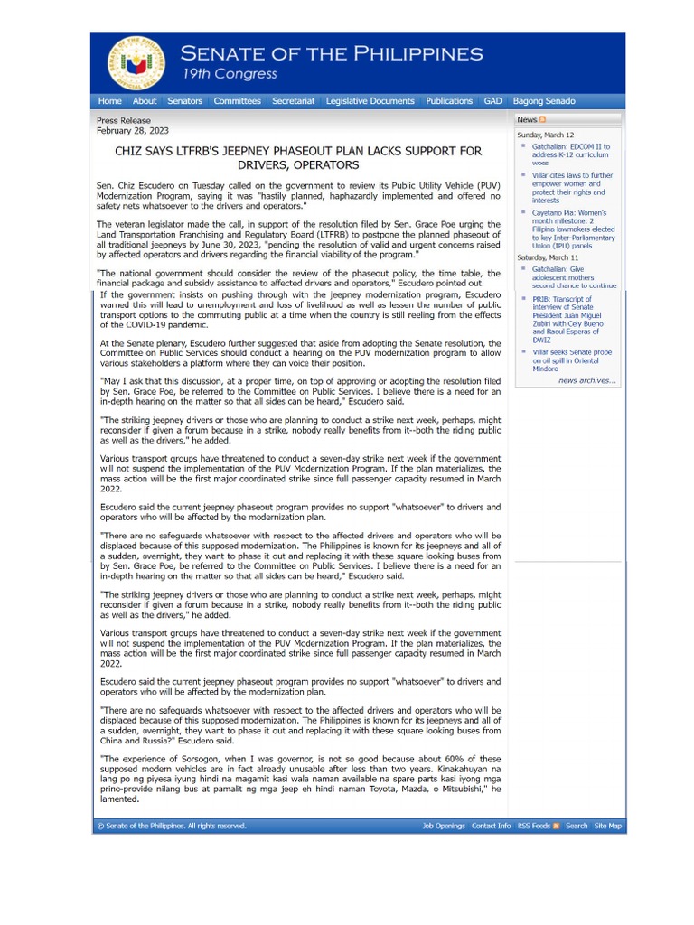Jeepney Phaseout | PDF | Transport | Public Transport