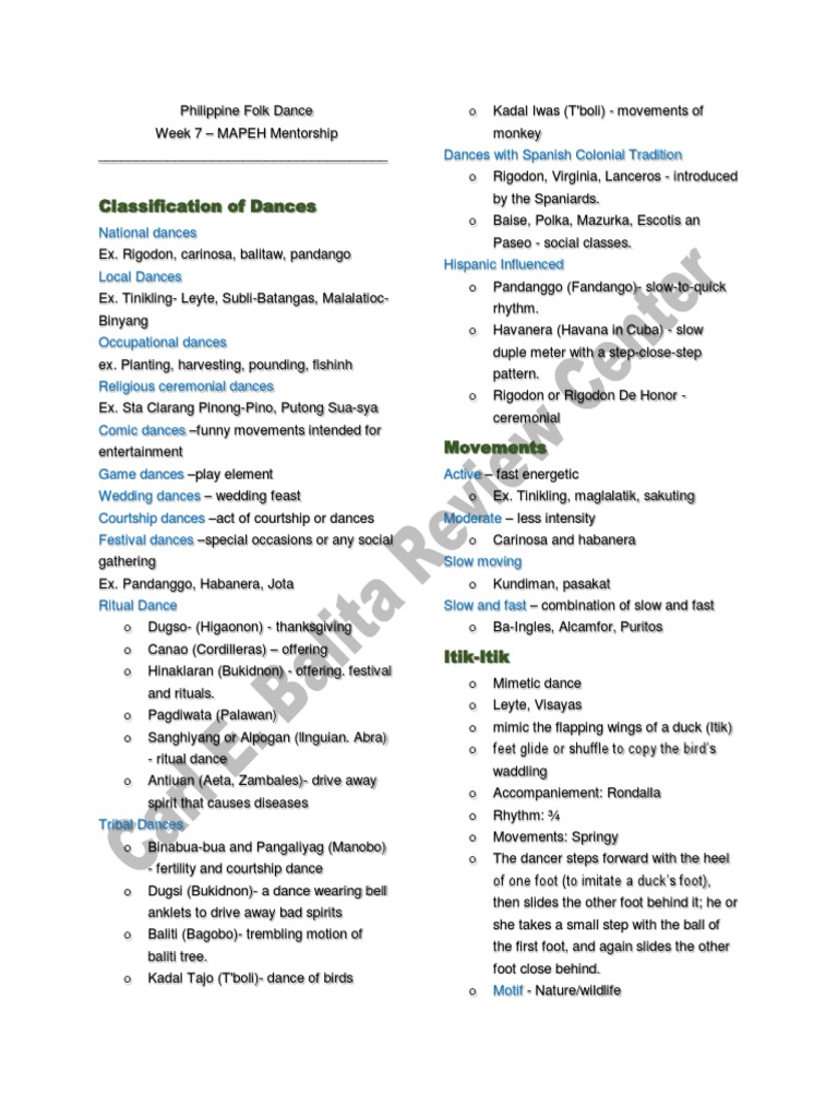 Classification of Dances | PDF | Dances | Performing Arts