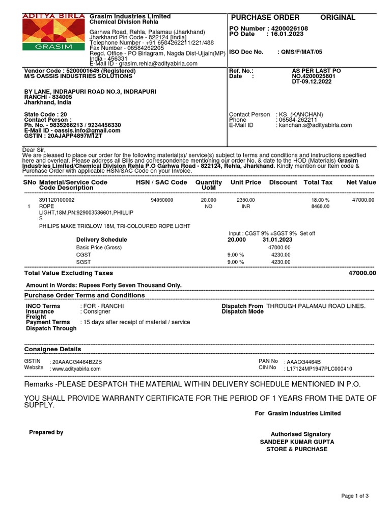 Original Purchase Order | PDF | Taxes | Invoice