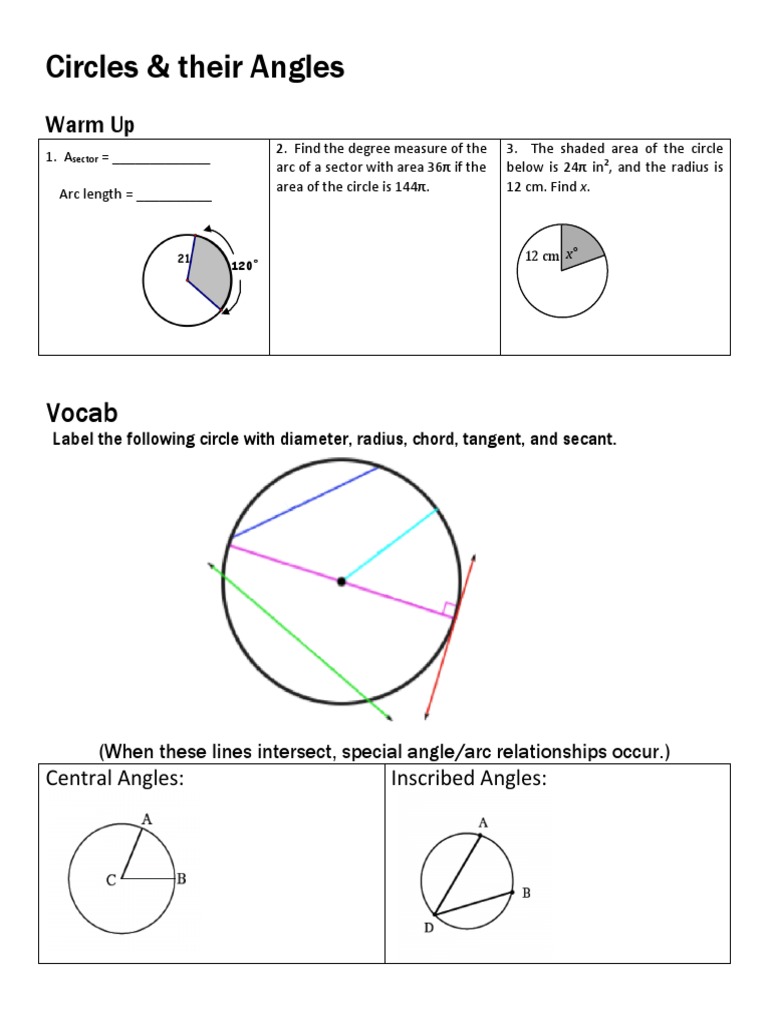 Circles and Their Angles | PDF | Circle | Angle