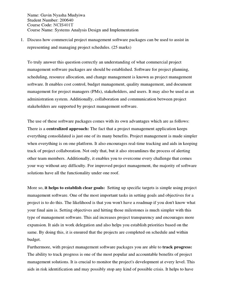 Gavin Nyasha Mudyiwa 200640 Systems Analysis Design and Implementation Assignment 2 | PDF ...
