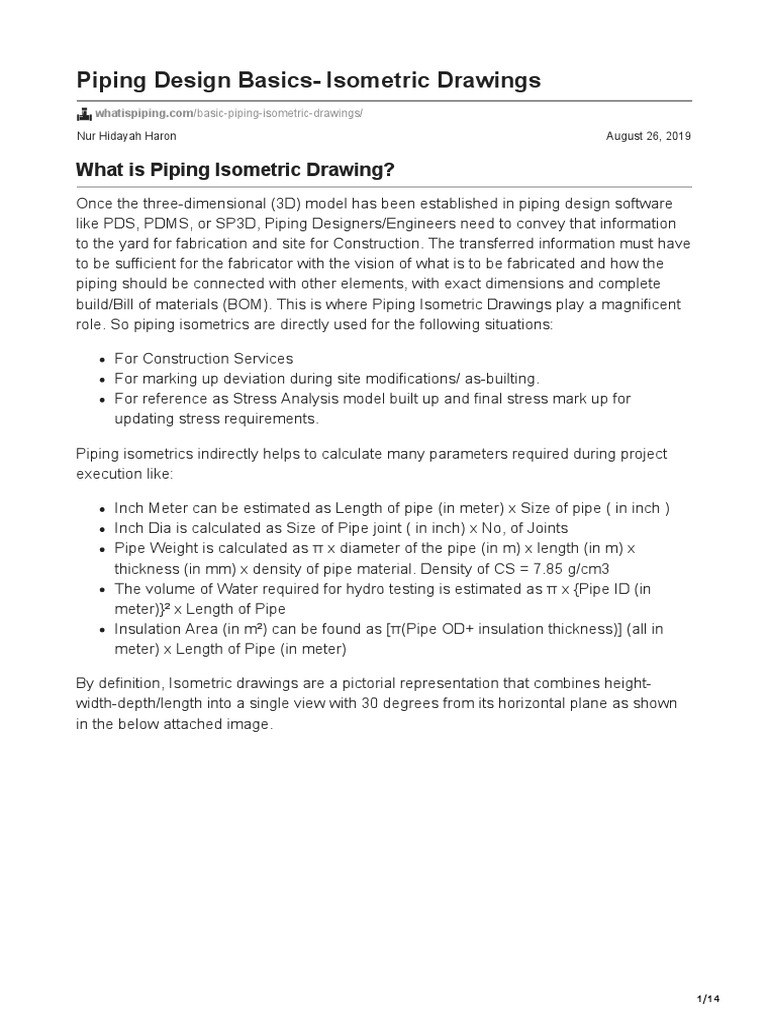 Piping Design Basics - Isometric Drawings | PDF | Pipe (Fluid ...