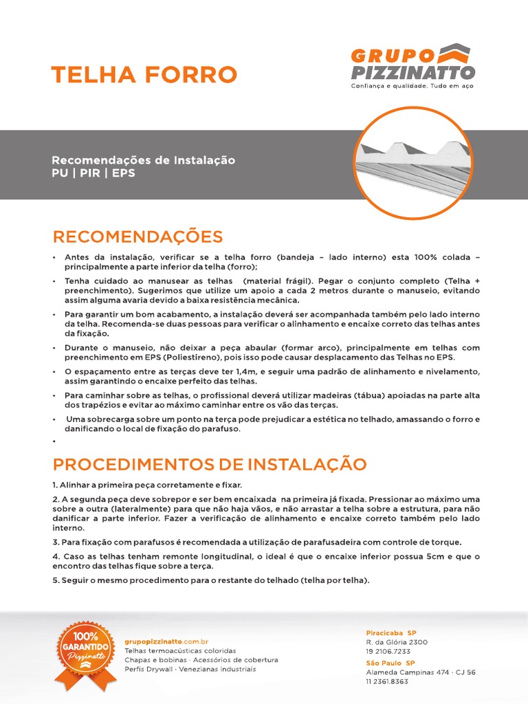 Manual Telha Forro | PDF