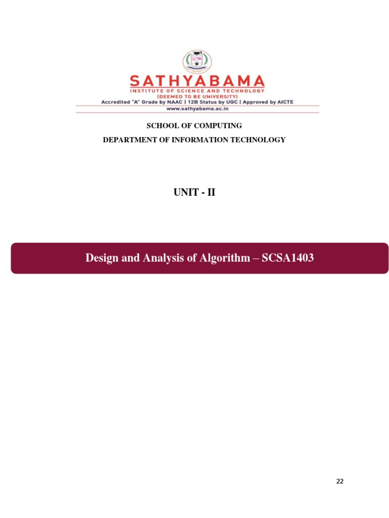 Daa Unit 2 Pdf Recurrence Relation Time Complexity