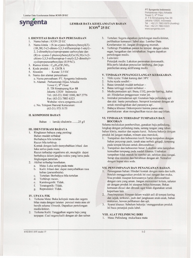 MSDS Icon 25 EC N | PDF