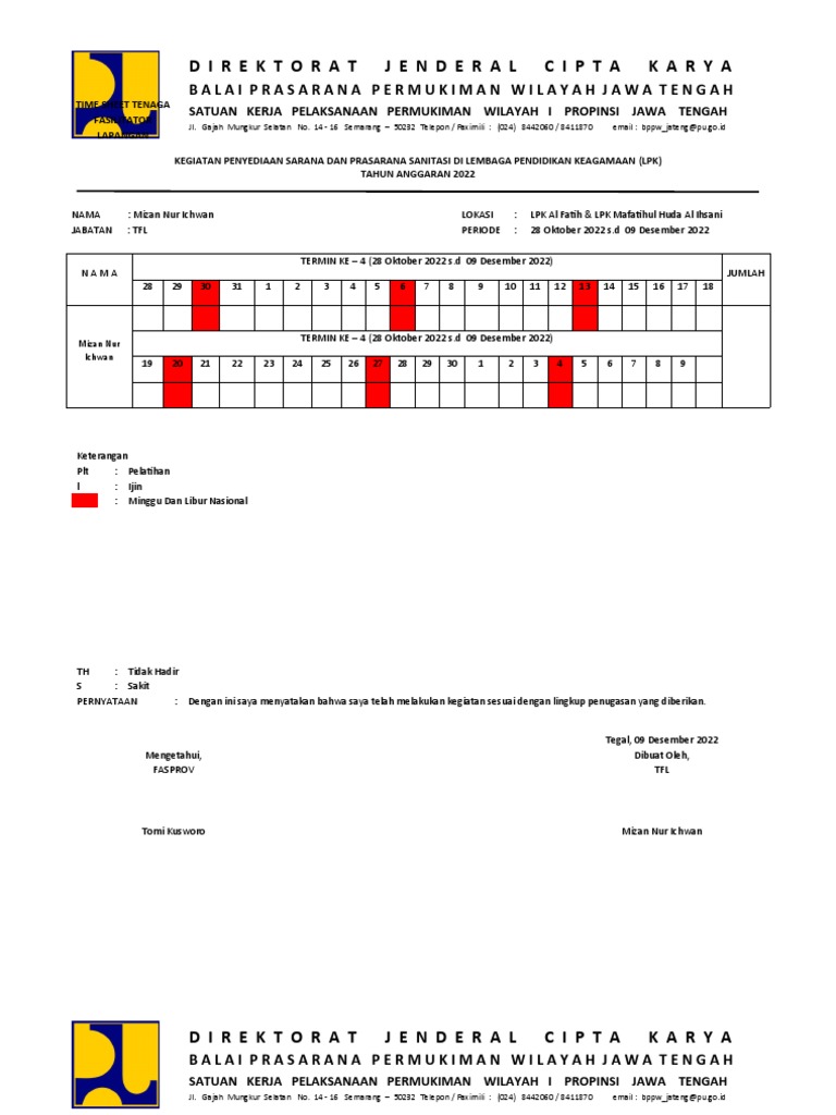 Format TIME SHEET TFL LPK | PDF