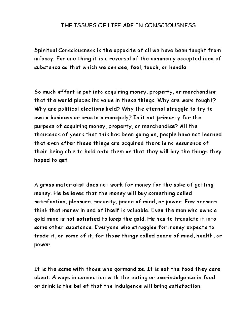 The Issues of Life Are in Consciousness, Chapter 9, Consciousness Is ...