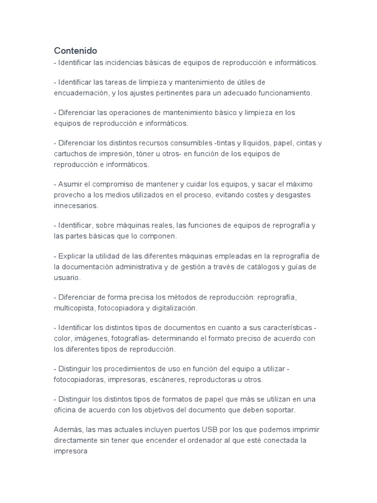Uf0514 Reproducción en Equipos Reprografia | PDF | Impresora ...