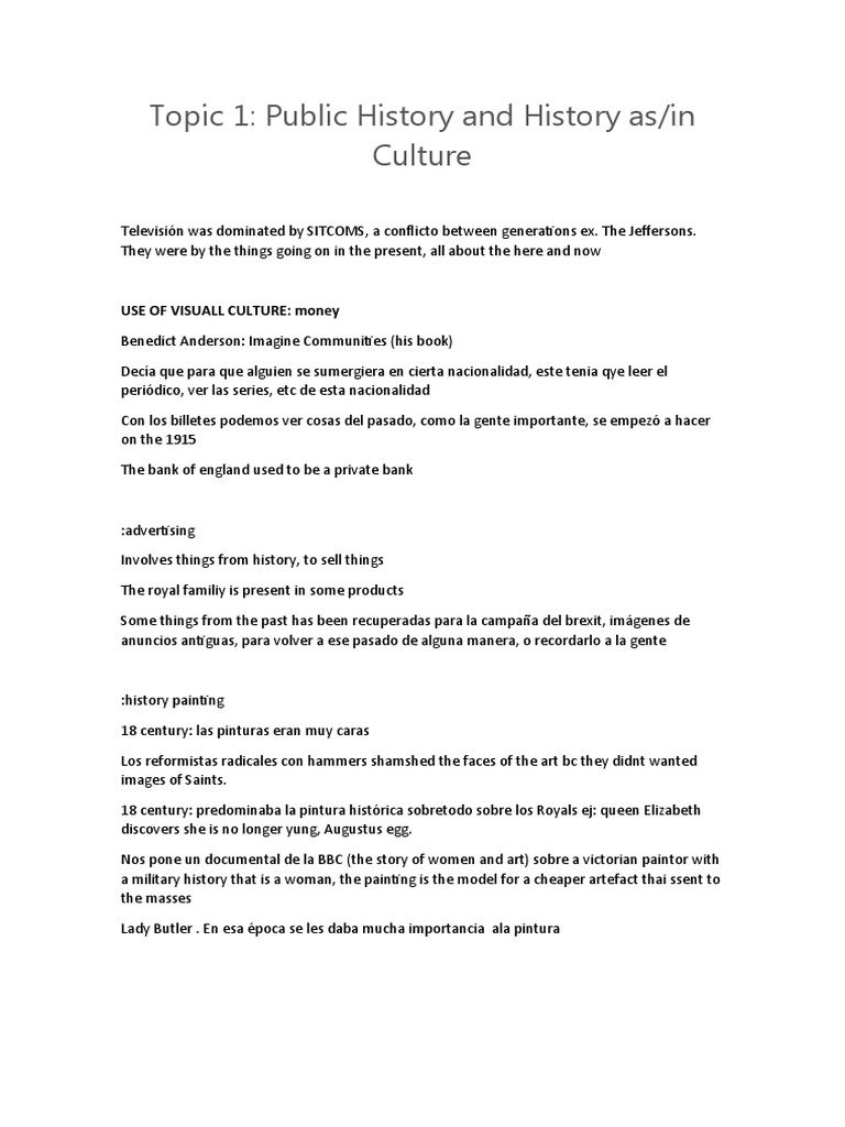 Topic 1: Public History and History As/in Culture: Use of Visuall ...