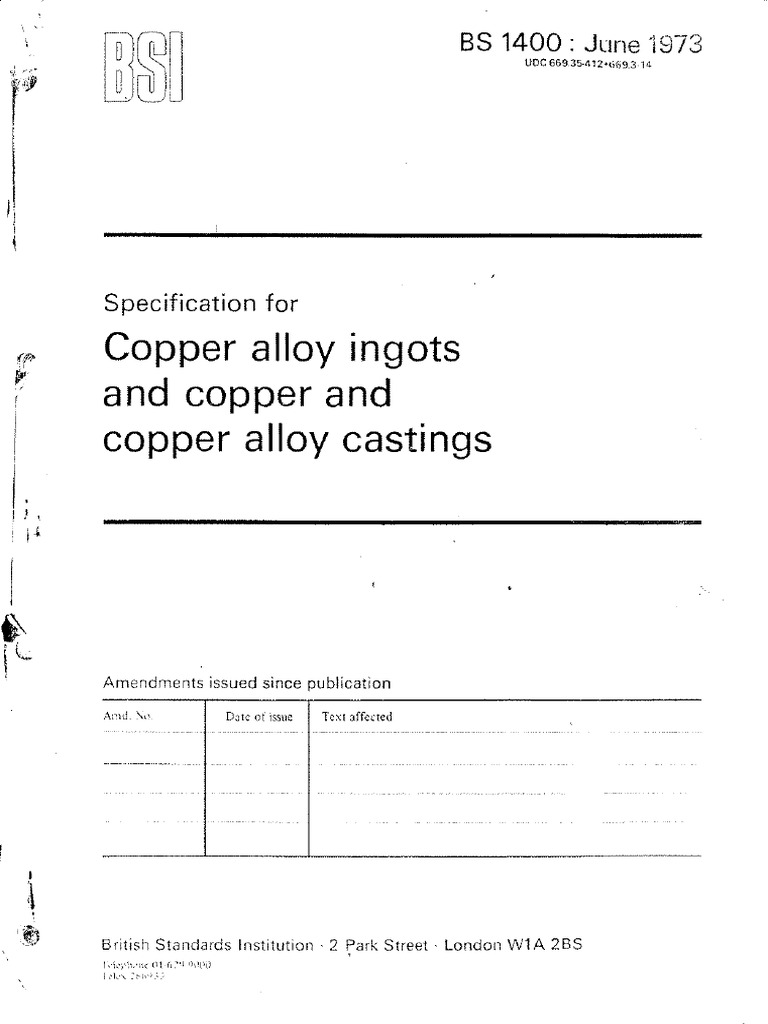 BS 1400 - 1973 | PDF | Metals