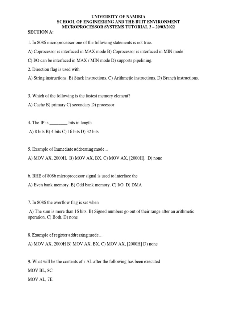 Tutorial 3 2022 Students | PDF | Computer Programming | Central Processing Unit