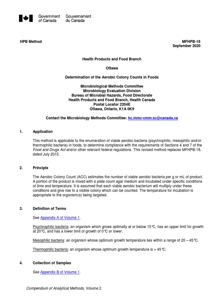 HPFB Mfhpb-18 Sept 2020 en | PDF | Colony Forming Unit | Physical Sciences