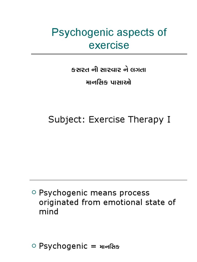 Psychogenic Aspects of Exercise Therapy | PDF | Major Depressive ...