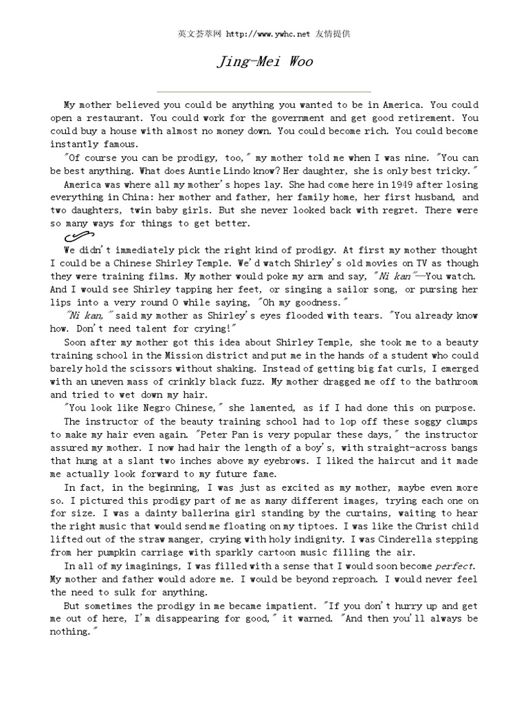Jing-Mei Woo: Ni Kan" | PDF