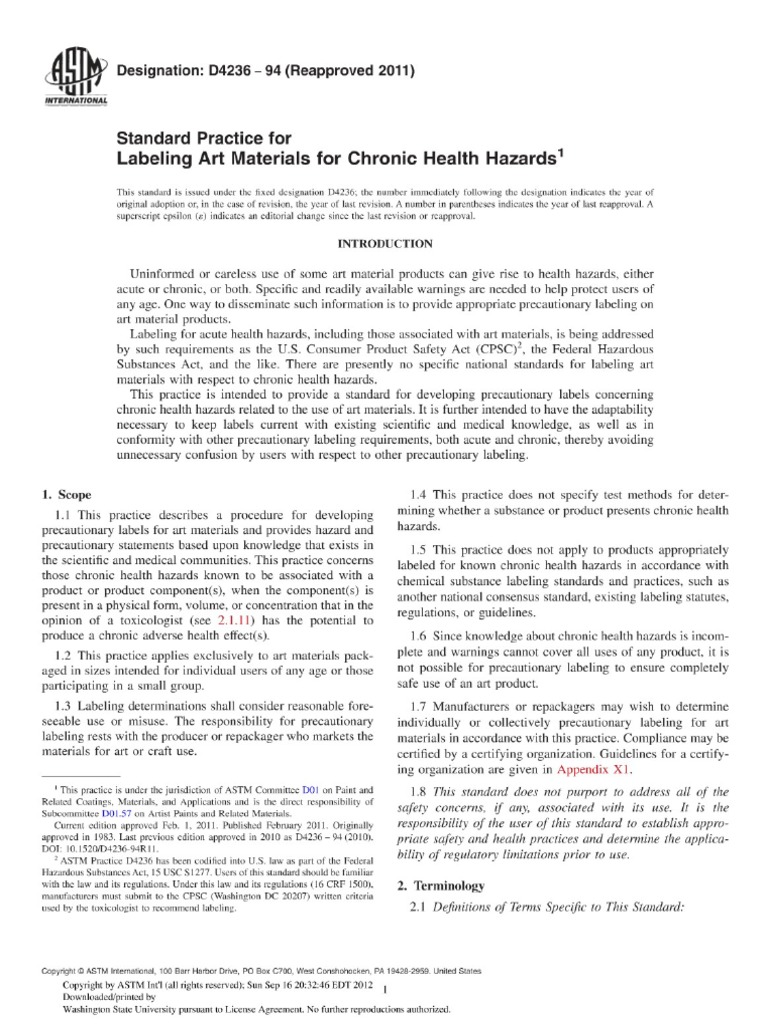 Astm d4236 94 PDF | PDF