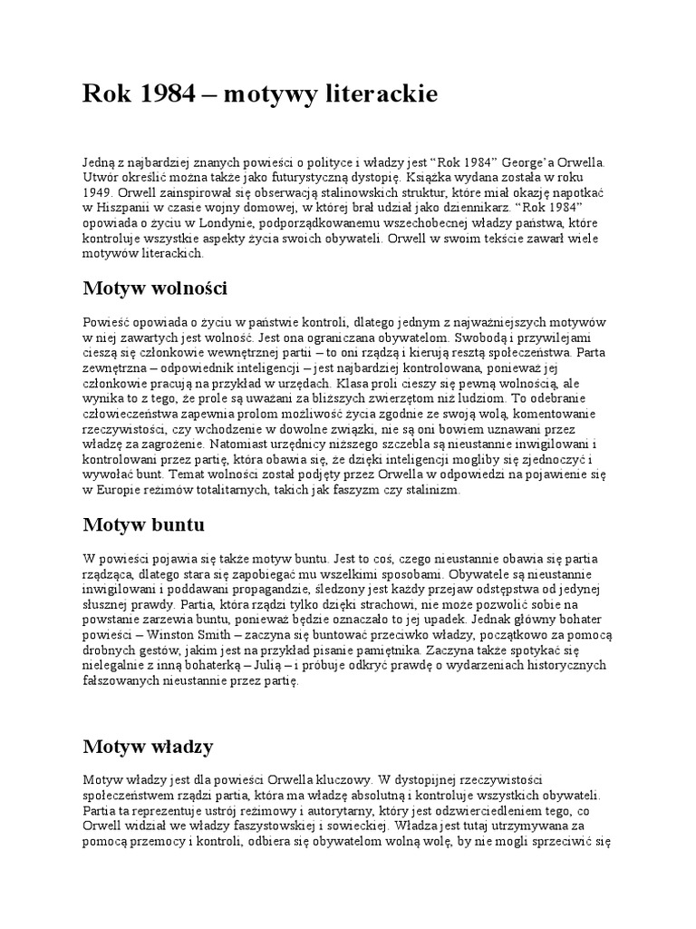 3 Rok 1984 - Motywy Literackie | PDF