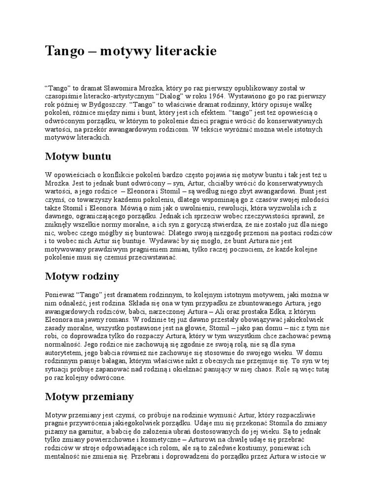 4 Tango - Motywy Literackie | PDF