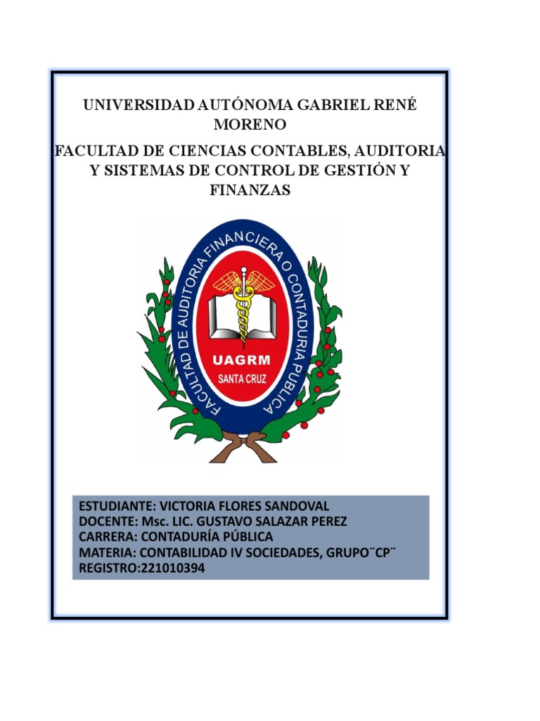 Universidad Autónoma Gabriel René Moreno Facultad de Ciencias Contables ...