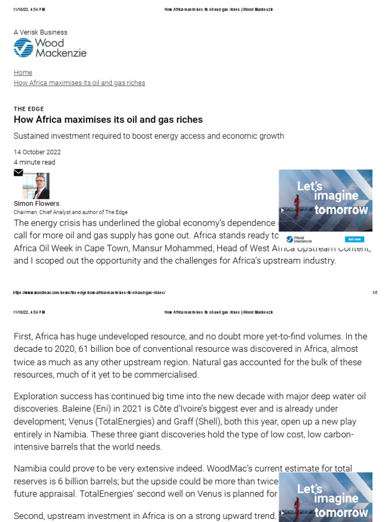 How Africa Maximises Its Oil and Gas Riches - Wood Mackenzie | PDF ...
