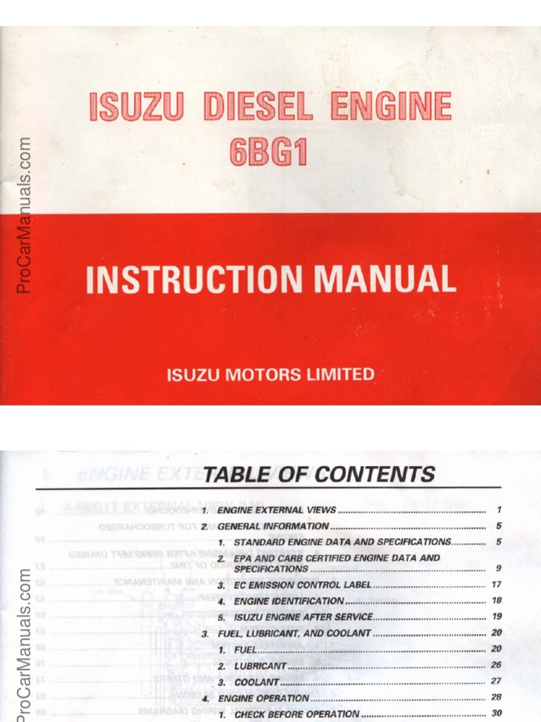 Isuzu 6BG1 Engine Specifications Manual | PDF