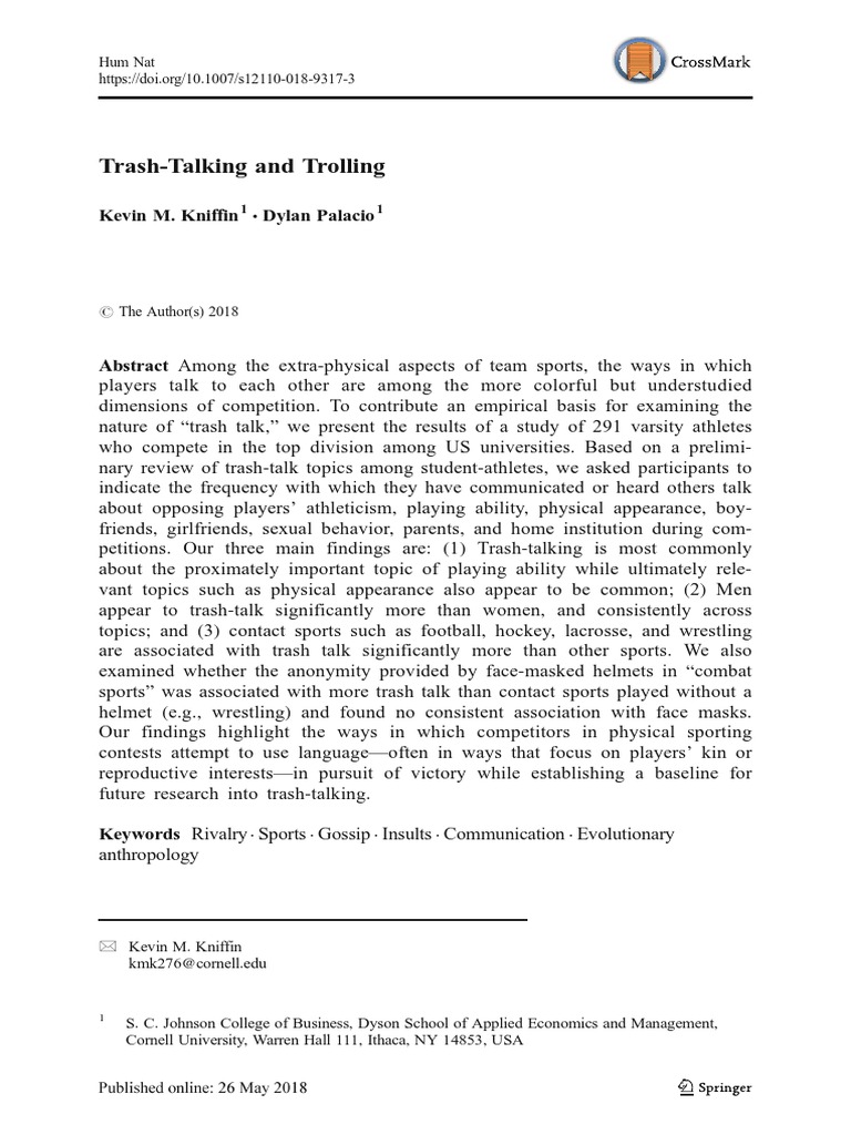 Trash-Talking and Trolling | PDF | Aggression | Sports