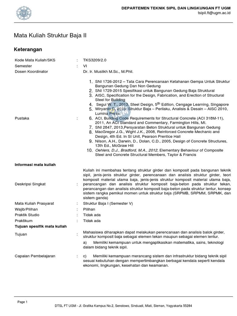 Mata Kuliah Struktur Baja II | PDF