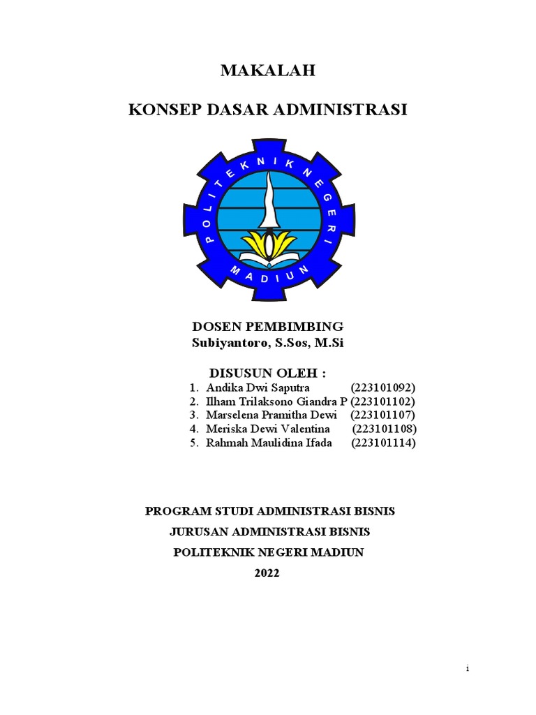 Makalah Konsep Dasar Administrasi | PDF