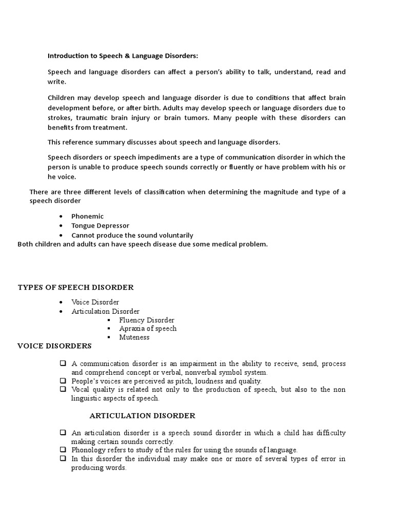 An Overview of Speech and Language Disorders: Types, Causes, and ...