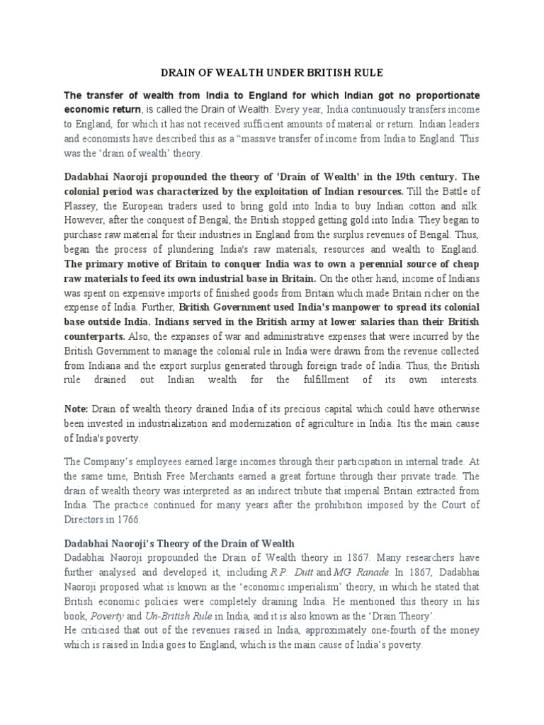 Drain of Wealth Under British Rule | PDF | Capital (Economics ...