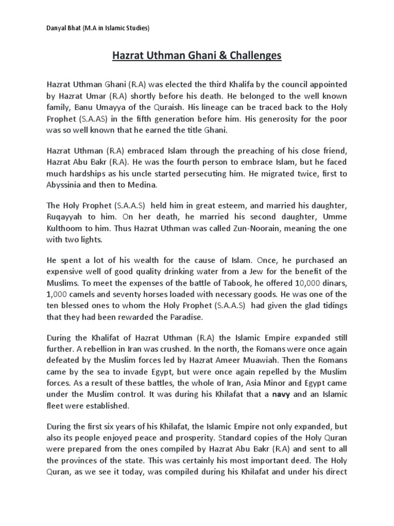 Hadrath Uthman | PDF | Caliphate | Middle East