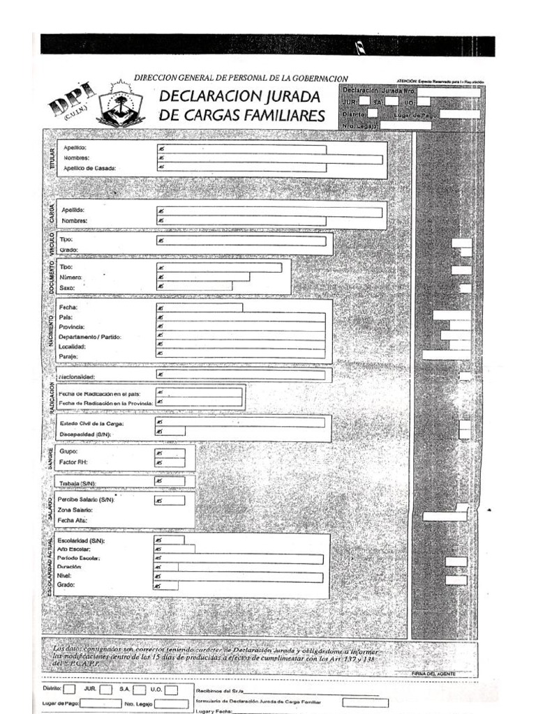 Declaracion Jurada de Cargas de Familia | PDF