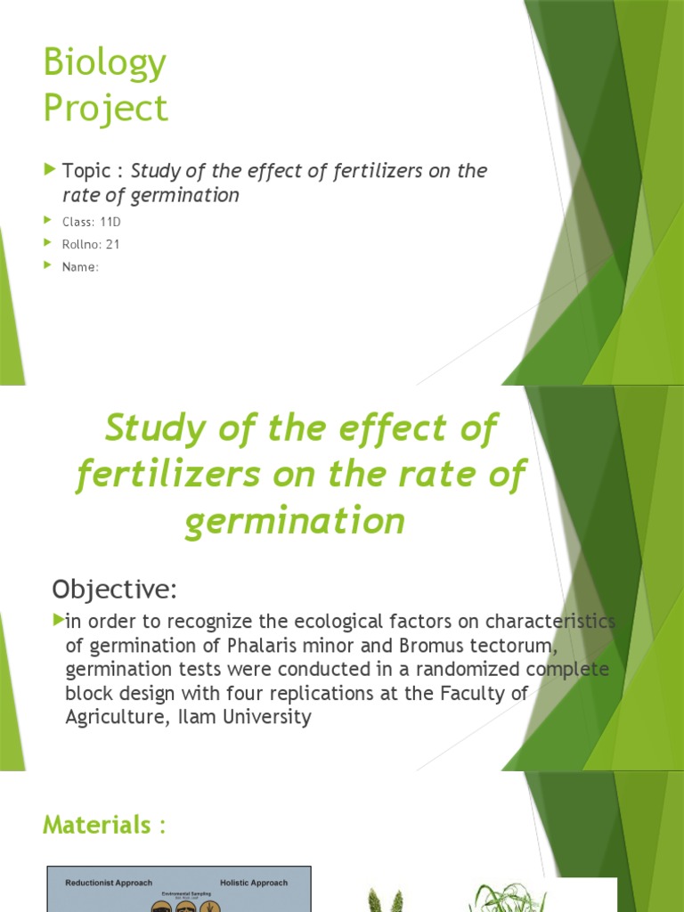 Biology Project: Topic: Study of The Effect of Fertilizers On The | PDF