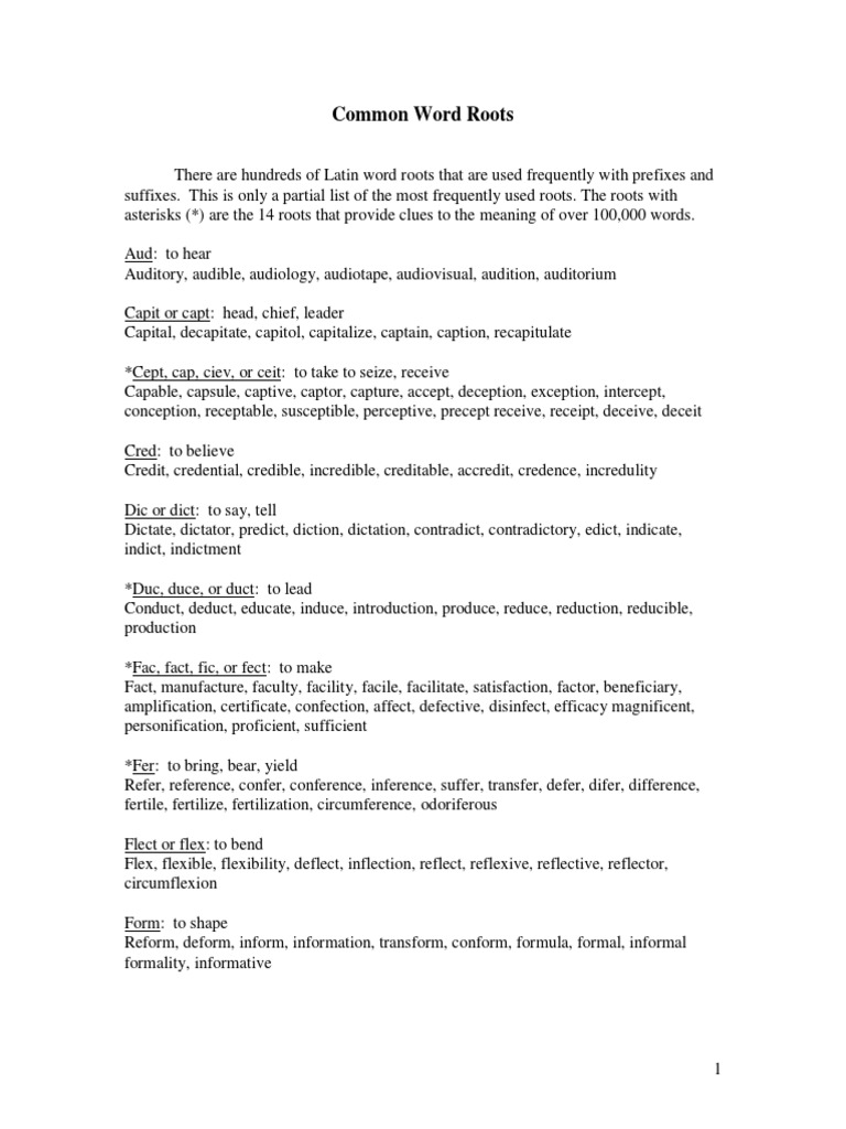 Common Latin Word Roots Explained | PDF