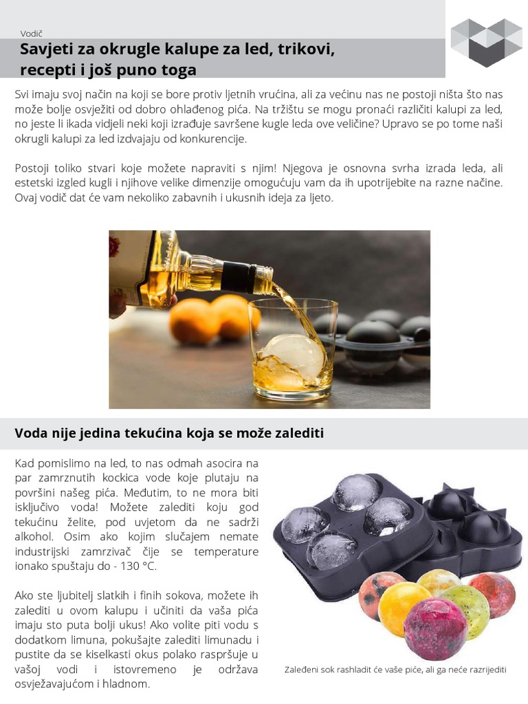Savjeti Za Okrugle Kalupe Za Led, Trikovi, Recepti I Još Puno Toga | PDF