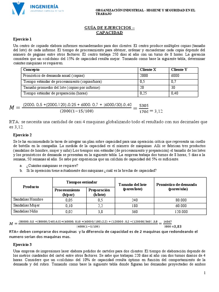 Guía de Ejercicios - Capacidad | PDF