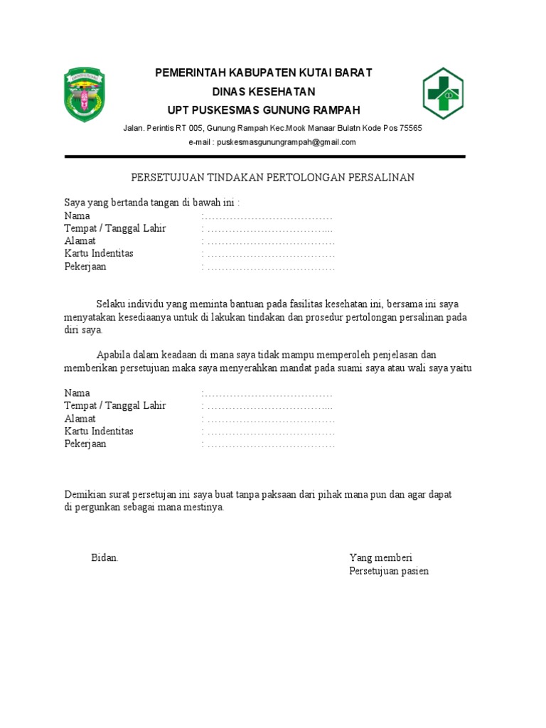 Format Informed Consent Pelayanan Anc Dan Bersalin | PDF