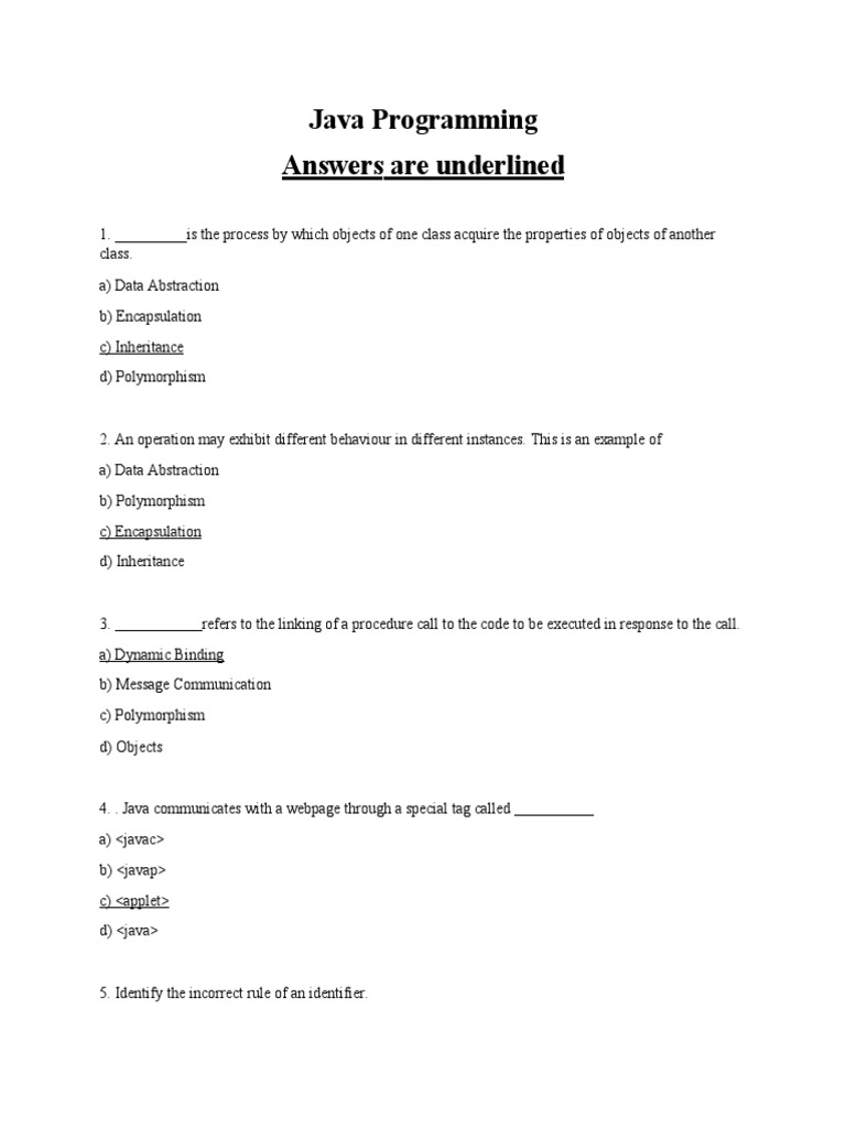 II-CIA - Java Programming - MCQs - 03.03.2023 | PDF | Class (Computer Programming) | Java ...