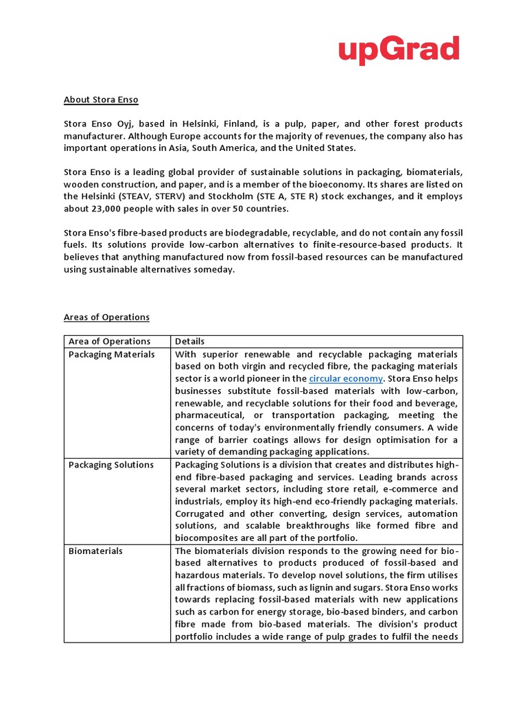 Business+Problem +Stora+Enso | PDF | Risk Management | Risk