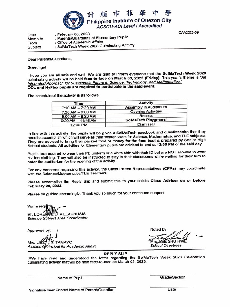 Philippine Institute of Quezon City: ACSCU-ACI Level I Accredited | PDF ...