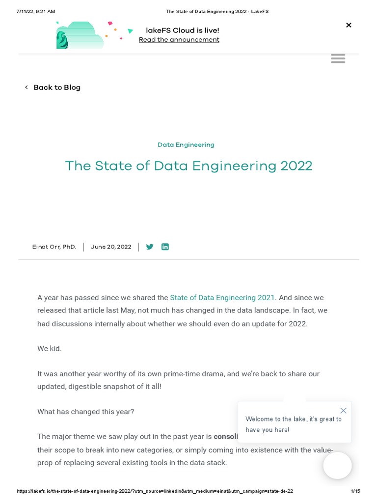 The State of Data Engineering 2022 - LakeFS | PDF | Databases | Analytics