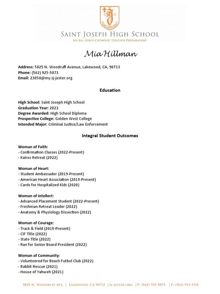 Senior Capstone Resume Template | PDF