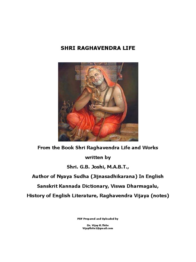 Shri Raghavendra Swamy Life and Works Written by Shri. G.B. Joshi | PDF | Moksha | Meditation