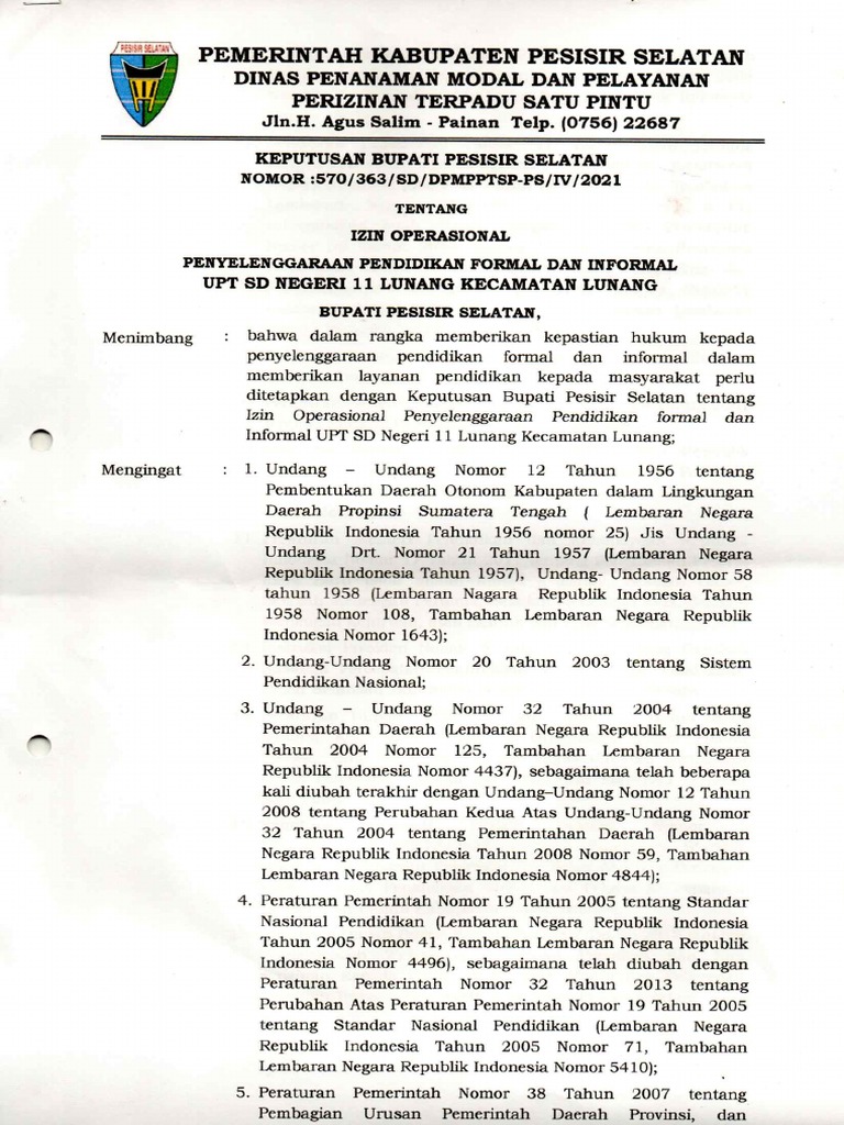 SK Izin Operasional | PDF