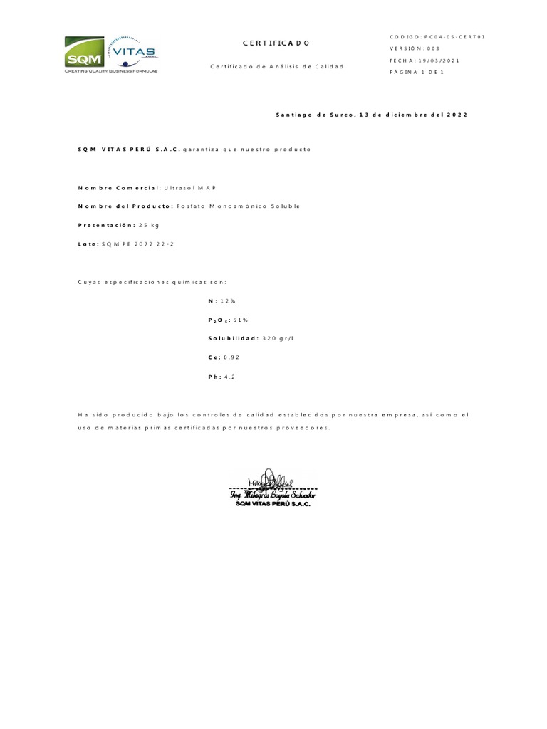 C.C Ultrasol MAP - 25 KG | PDF