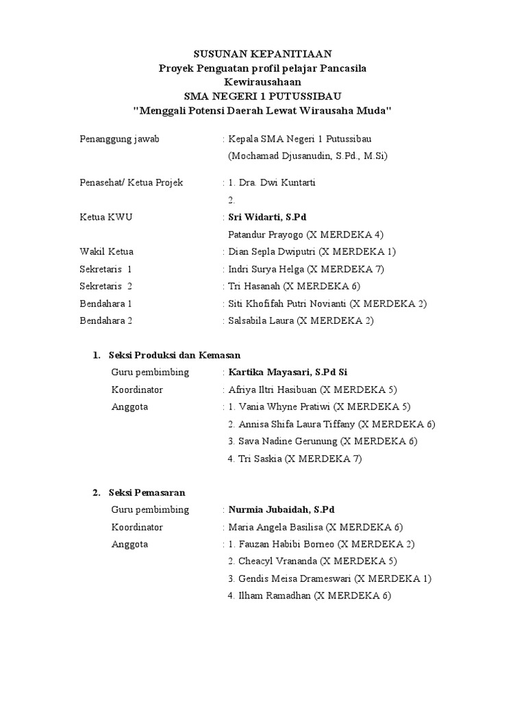 SK Kepanitiaan Umum Kwu | PDF