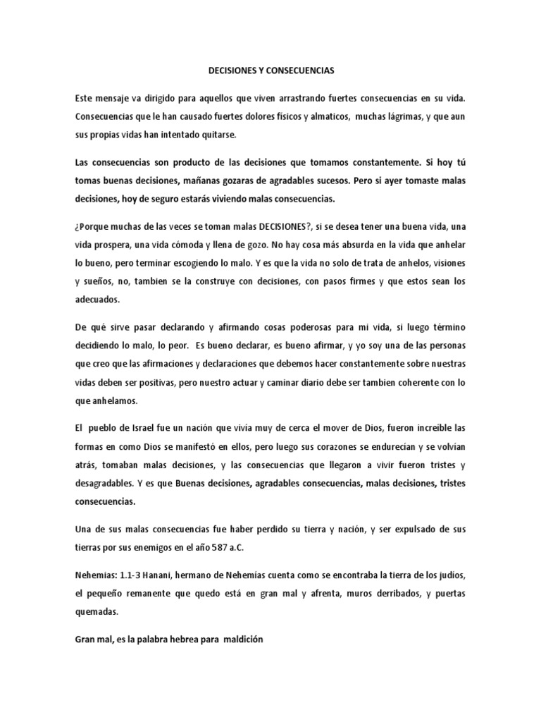 Consecuencias y Decisiones | PDF | Dios