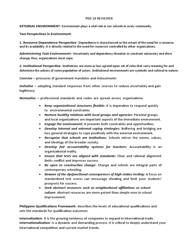 Ped 10 Reviewer | PDF | Leadership | Organizational Culture
