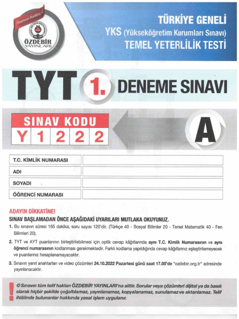 Ozdebir Tyt A Kitapcigi 221023 094059 | PDF